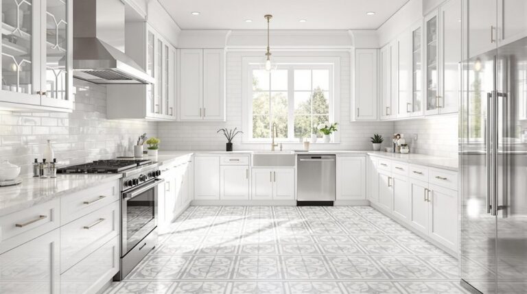 14 White Kitchen With Tile Floor Ideas That Are Durable and Elegant ...