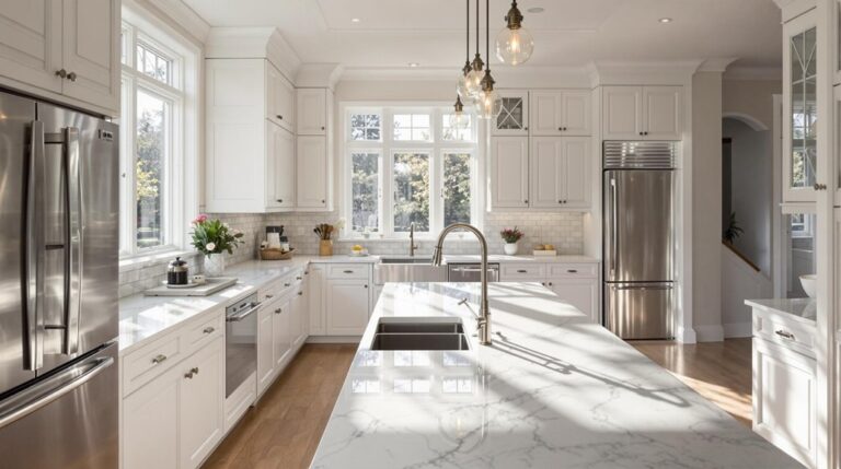 16 White Kitchen With Marble Countertop Ideas That Feel Luxurious and ...