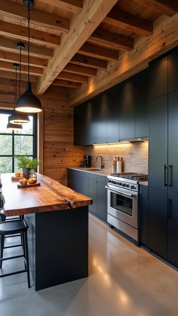 20 Black and Wood Kitchen Ideas That Blend Modern and Rustic Style ...
