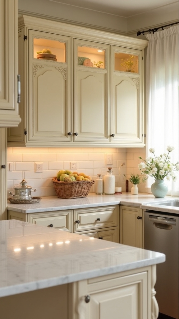 14 Cream Kitchen Cabinets With Quartz Countertops That Blend Style and ...